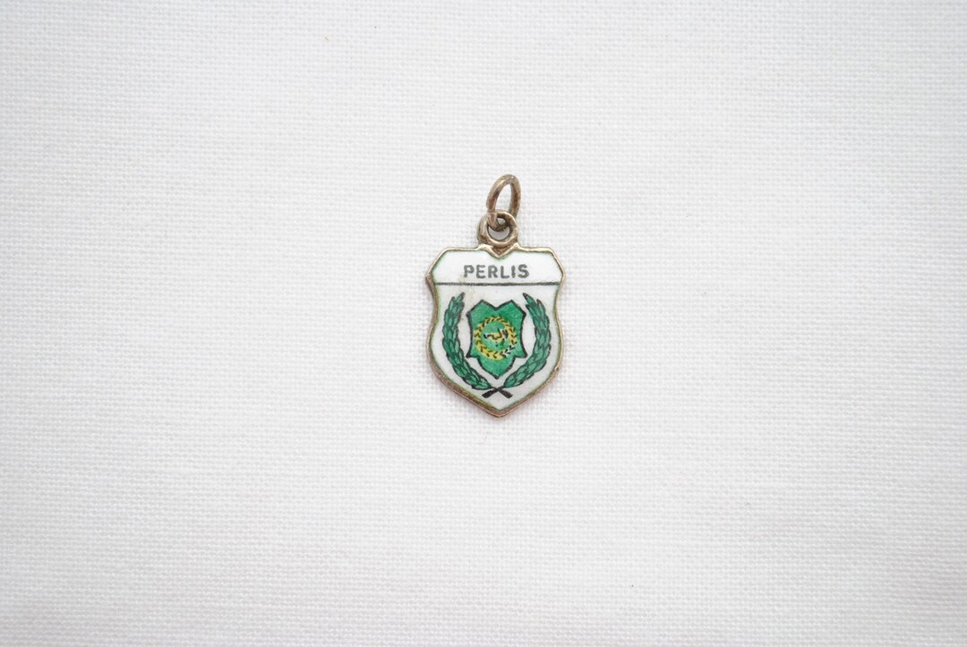 Vintage Perlis Malaysia Travel Shield Crest Charm - Enamel on 800 ...
