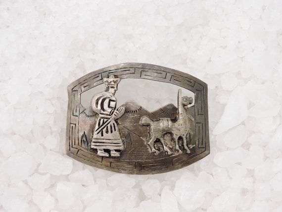 Vintage 1960's Peru Sterling Silver Alpaca and Herder… - Gem