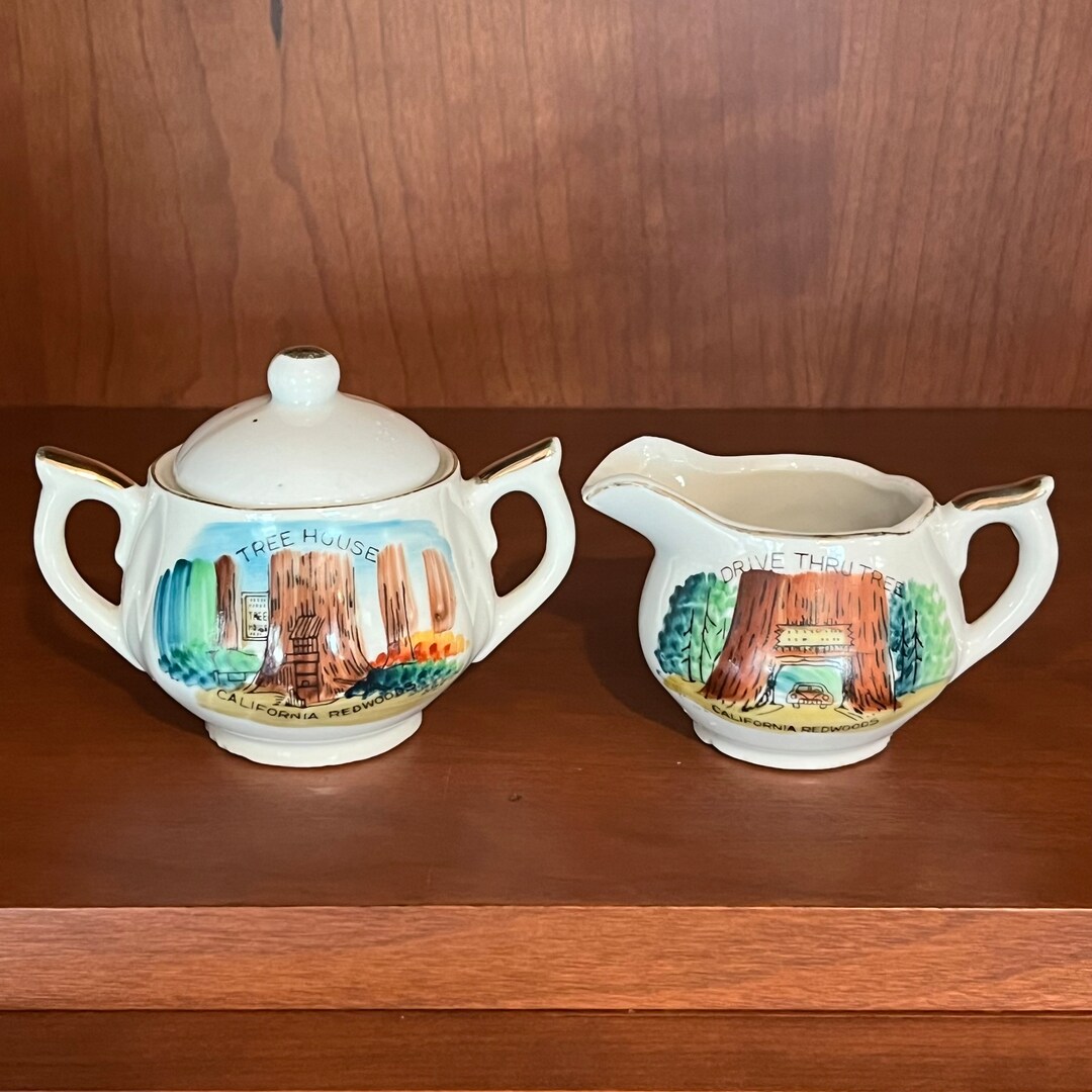 Vintage California Redwoods Miniature Ceramic Creamer and Sugar Set ...