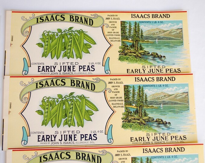 Vintage Early June Peas Isaacs Brand Vegetable Can Labels 1930's - Lot ...