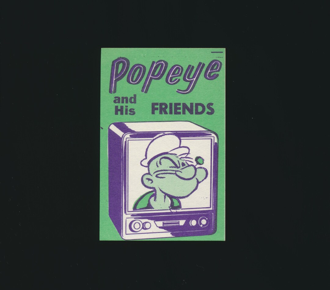 Original Vintage Popeye and His Friends Vending Machine Header Card ...