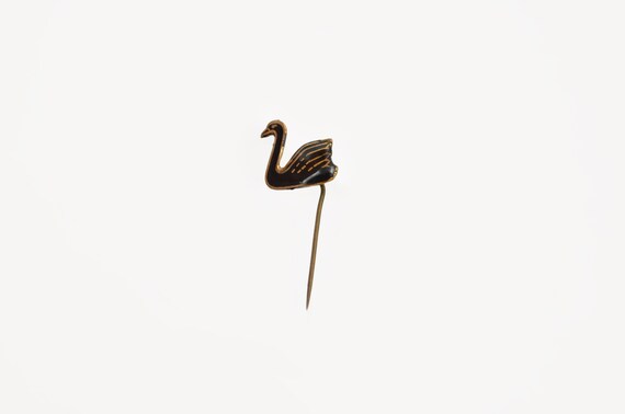 Antique Western Australia Black Swan Stick Pin - Enam… - Gem