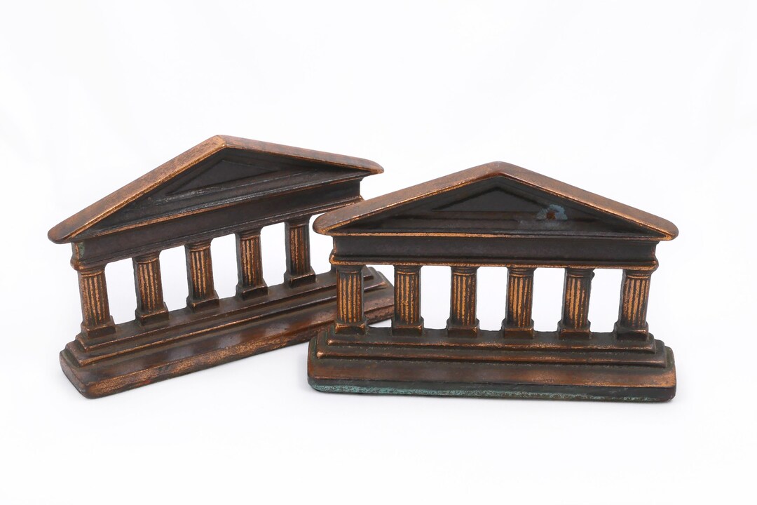 Set of 2 Antique Cast Iron Greek Parthenon Bookends Architectural ...