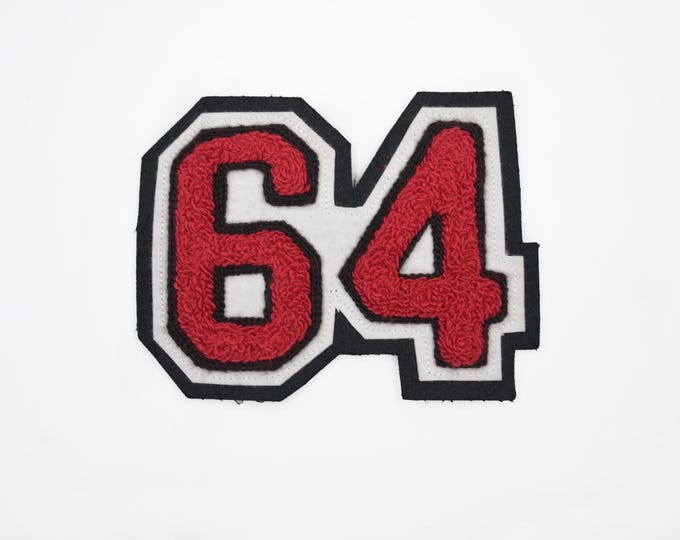 Vintage 1960s Chenille Year Patch - 64 Patch - Red and Black Varsity ...