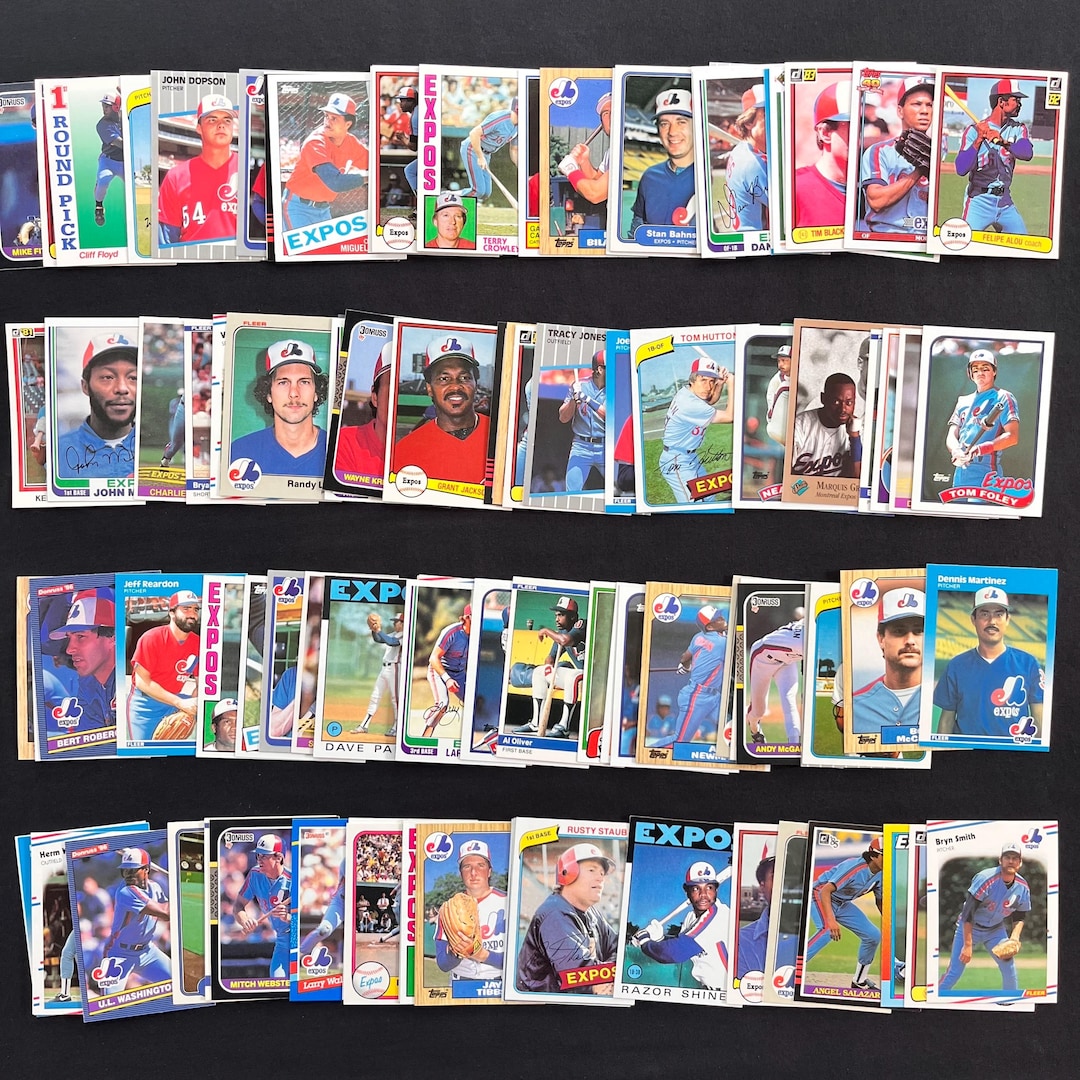 Montreal Expos - Lot of 100 Assorted Vintage Baseball Cards - 1980s and ...