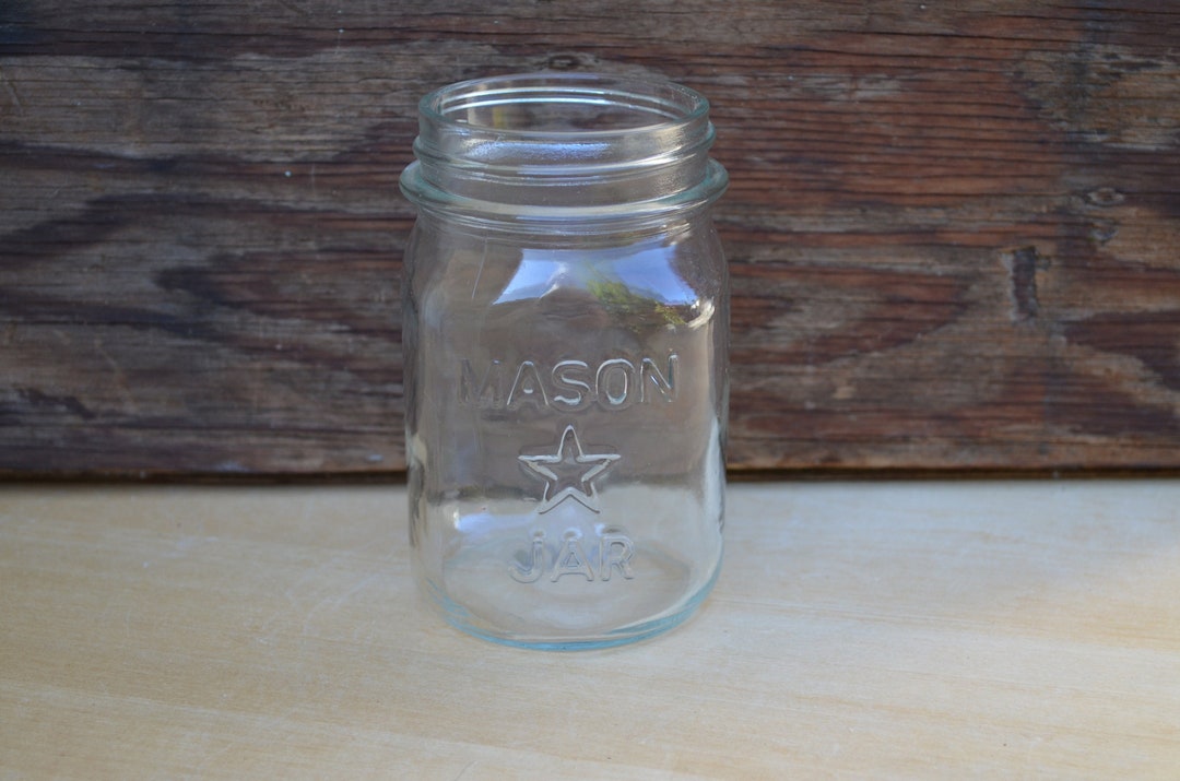 Vintage Mason Star Jar - Glass Pint Size Canning Jar - 1950s Country ...