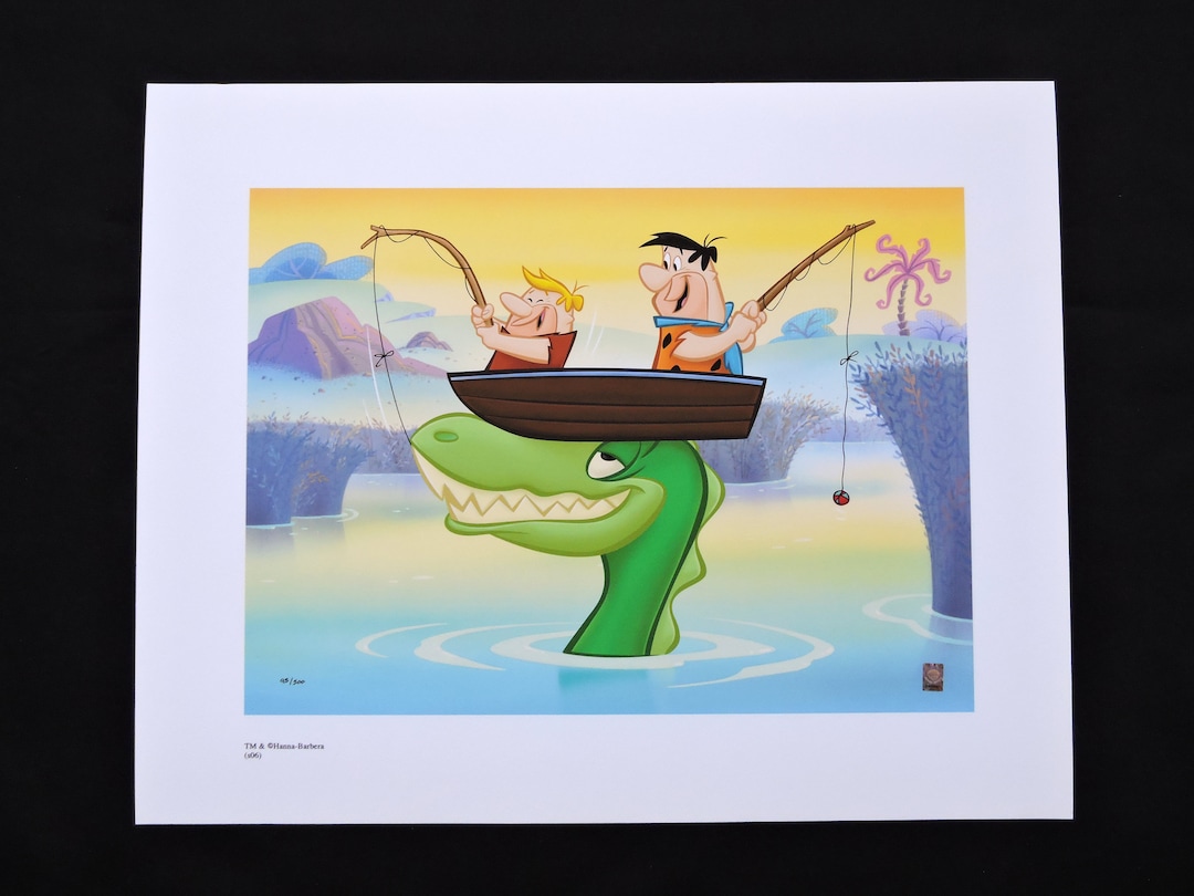 Fred & Barney Fishing the Flintstones 16x20 Giclee Limited Edition Art ...