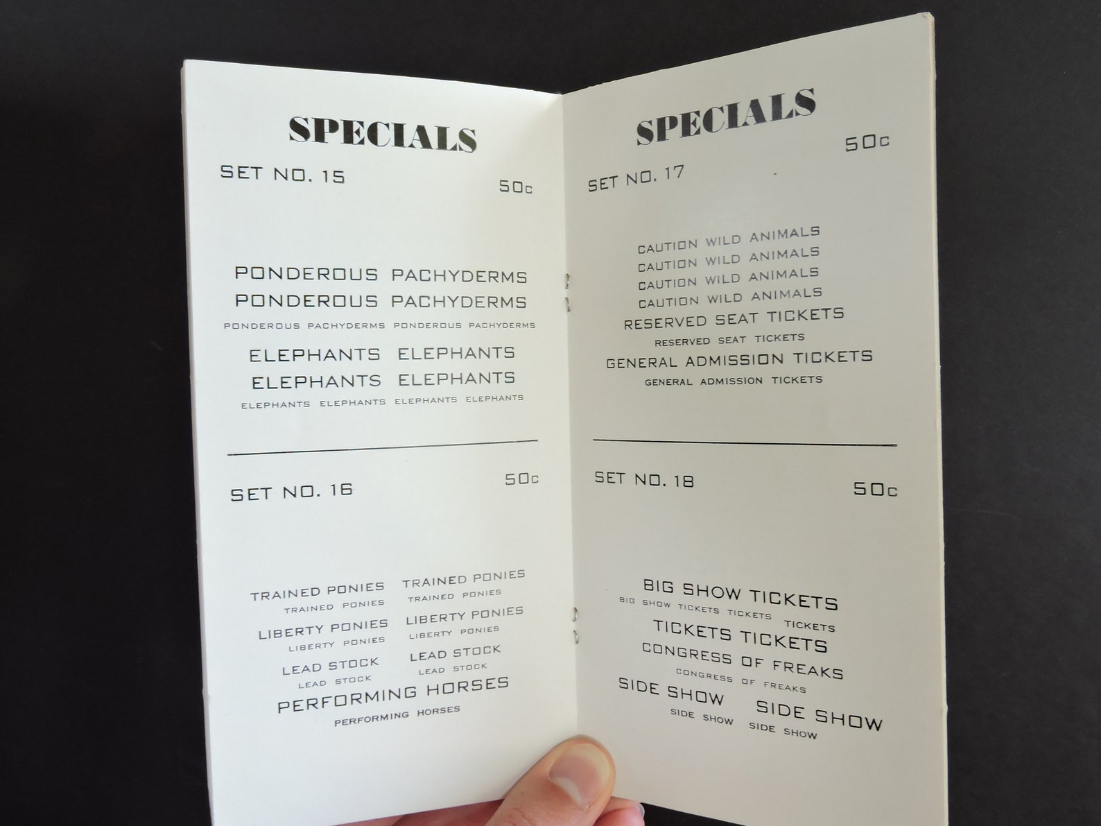 Vintage 1961 Circus Decals Catalog Order Form F-M Productions - Etsy