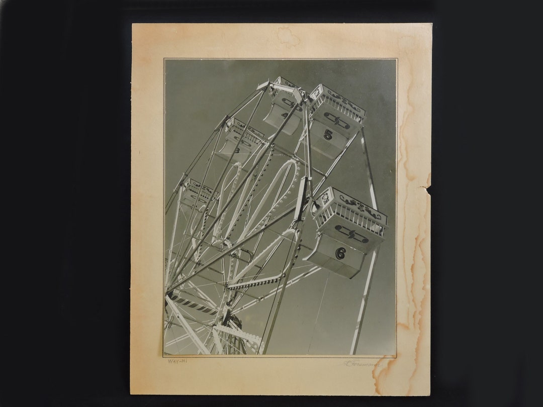Vintage 1937 Way-hi Ferris Wheel Photograph Large 14x17 Photograph With ...