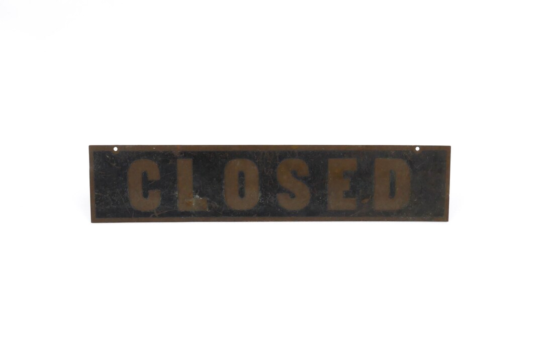Antique Closed Sign - Circa 1930s Brass Business Closed Sign - Door ...