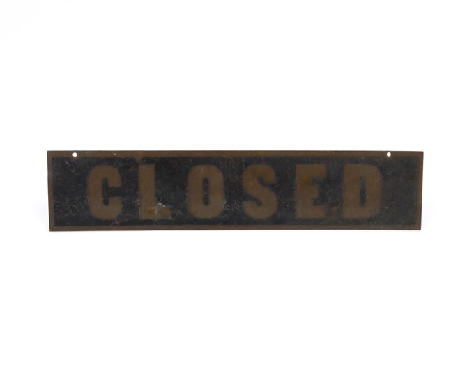 Antique Closed Sign - Circa 1930s Brass Business Closed Sign - Door ...