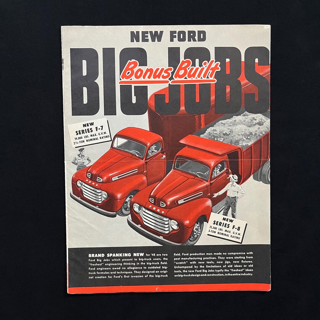 Original Vintage 1948 Ford Big Jobs Trucks Sales Brochure - Truck ...