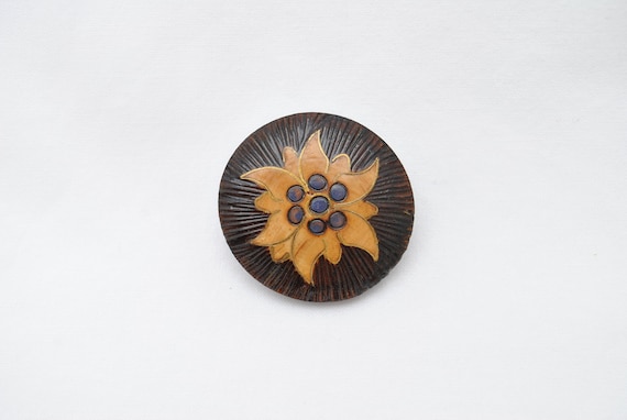Vintage edelweiss brooch - Gem