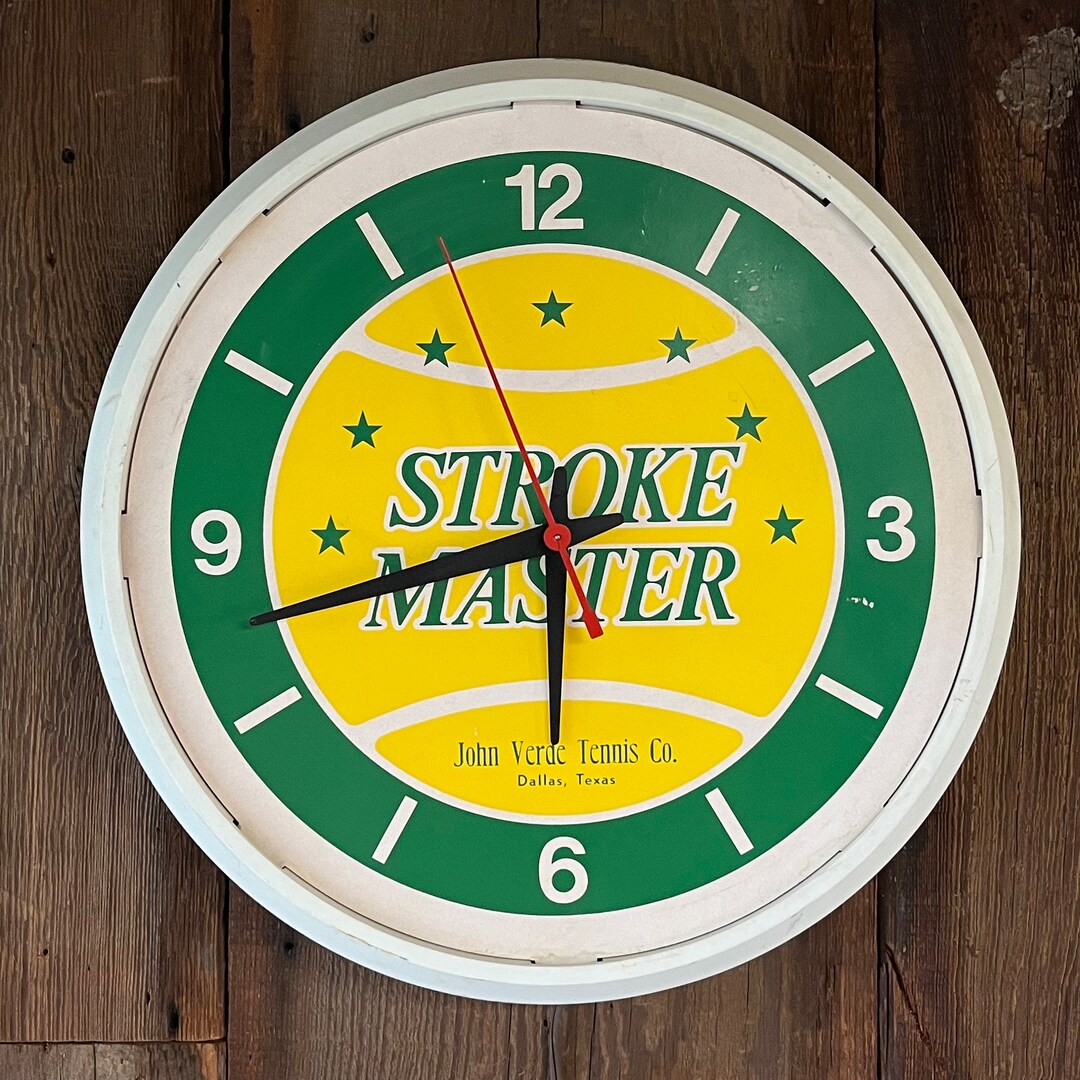 Vintage 1980s Stroke Master Tennis Clock - John Verde Tennis Co. of ...