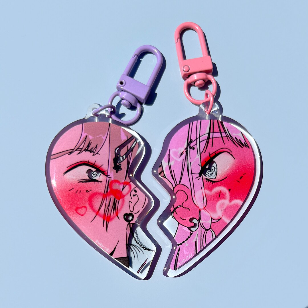 Lovey Eyes Split Heart Keychain Set - Etsy