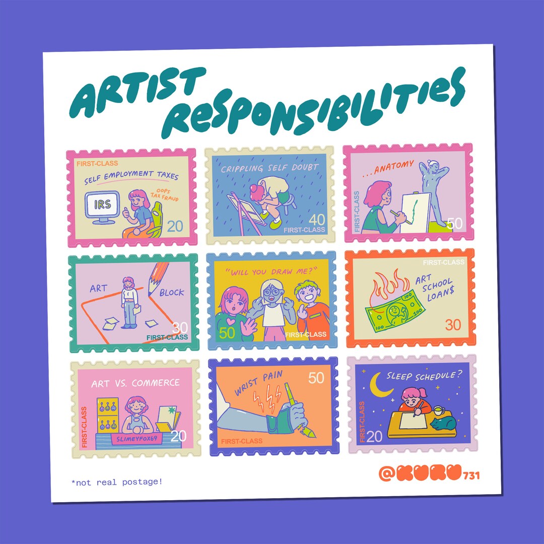 Artist Responsibilities Stamp Sticker Sheet - Etsy
