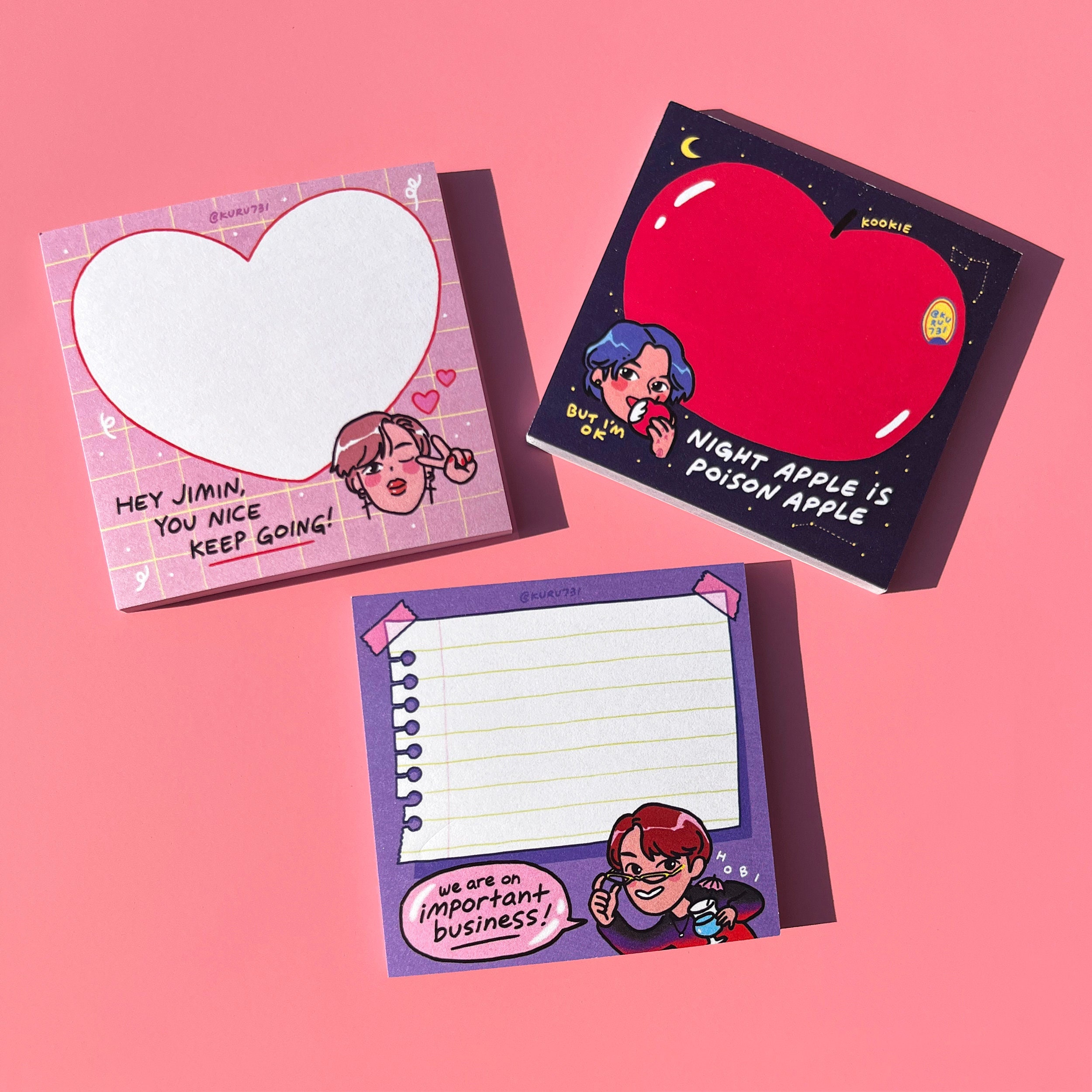 BTS Motivational Sticky Notes set of 3 - Etsy