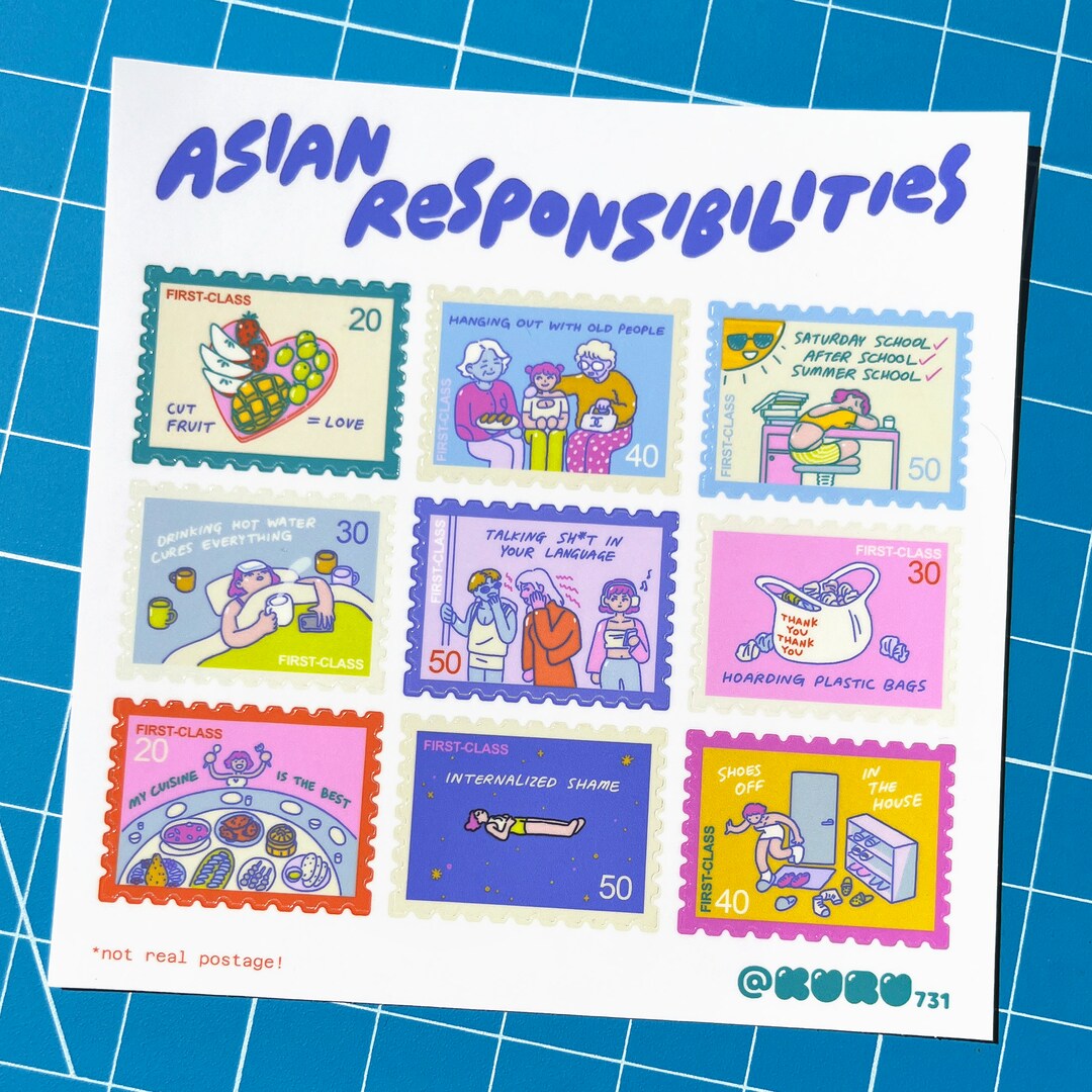 Asian Responsibilities Stamp Sticker Sheet - Etsy