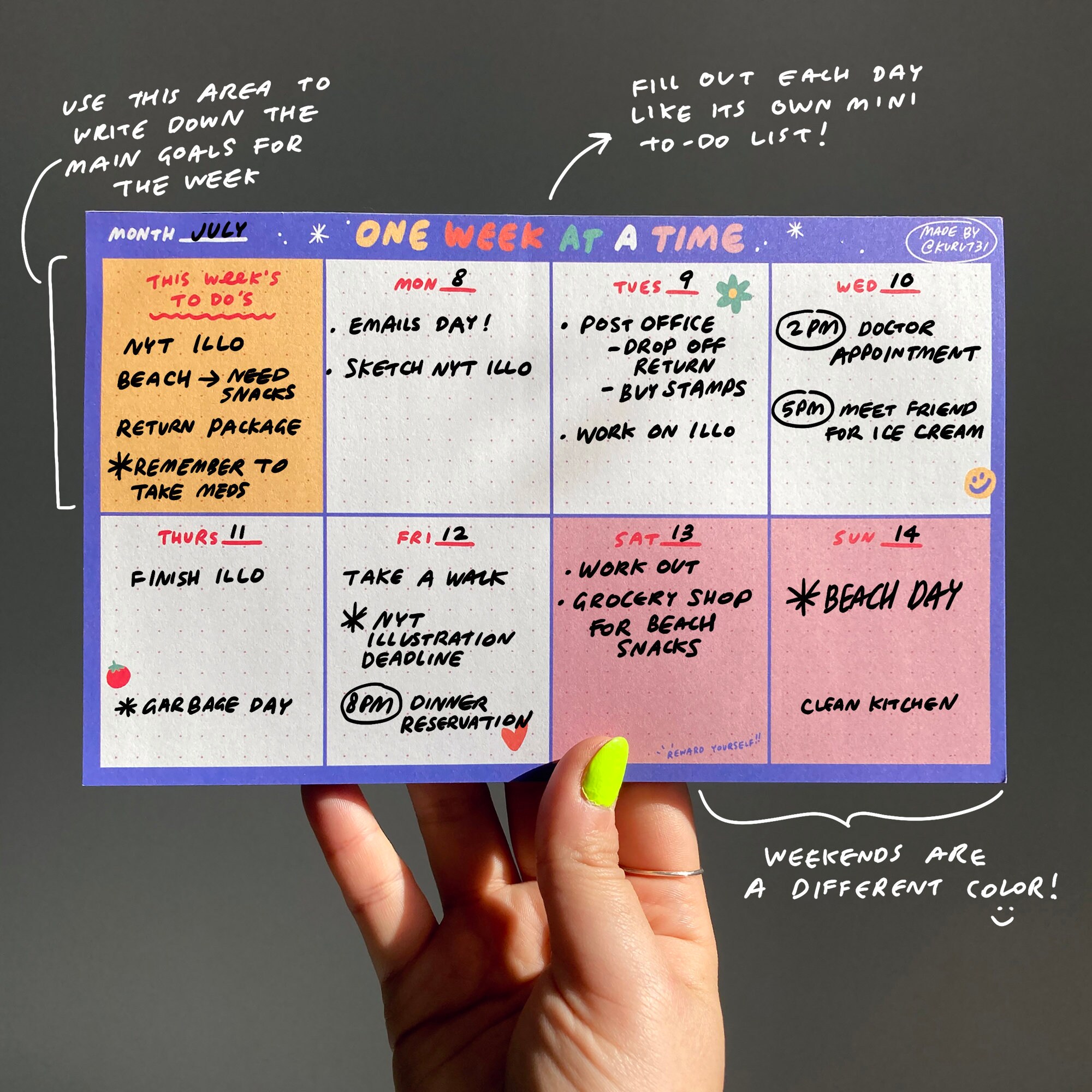 One Week at A Time Weekly Planner - Etsy