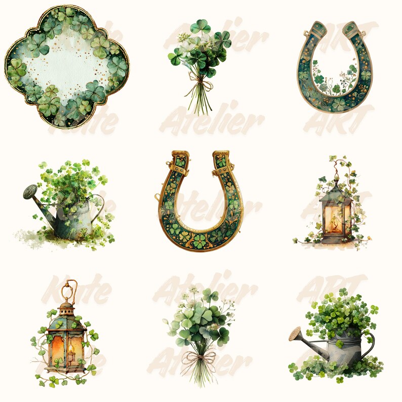 Saint Patrick's Day - Watercolor PNG Clipart Bundle, 38 Lucky Clover ...