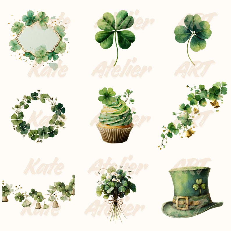 Saint Patrick's Day - Watercolor PNG Clipart Bundle, 38 Lucky Clover ...