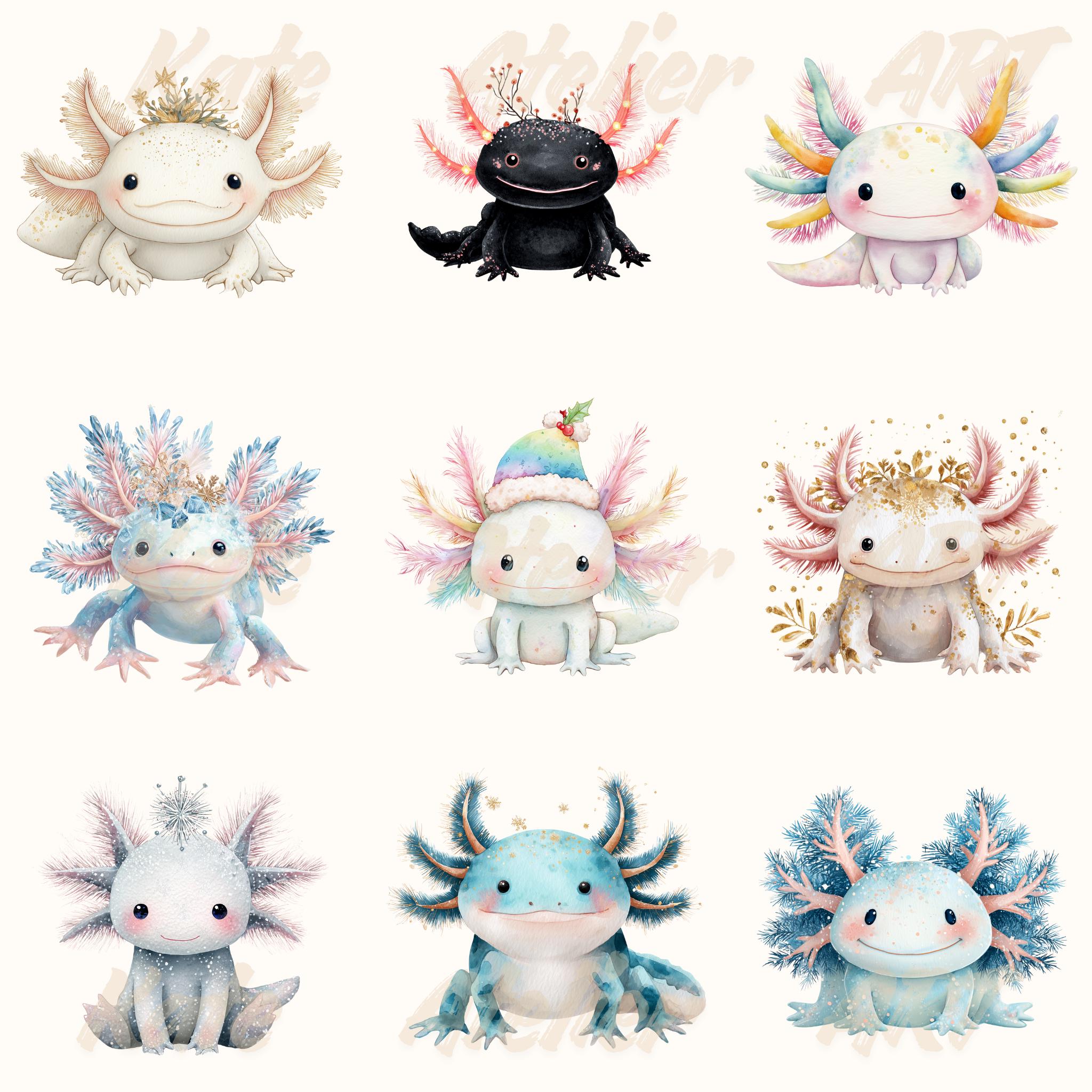 Axolotl PNG Clipart Set | Cute Pastel Kawaii Axolotl, Winter ...