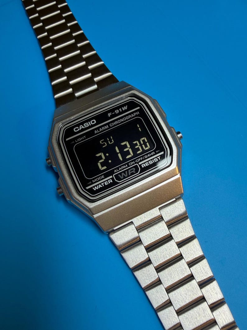 Casio F91WM-7A – Negative Display Mod & Stainless Steel Band. - Etsy