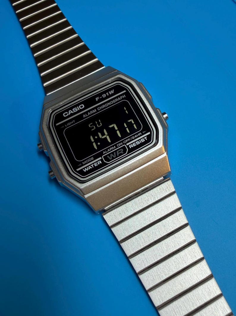 Casio F91WM-7A – Negative Display Mod & Stainless Steel Band. - Etsy