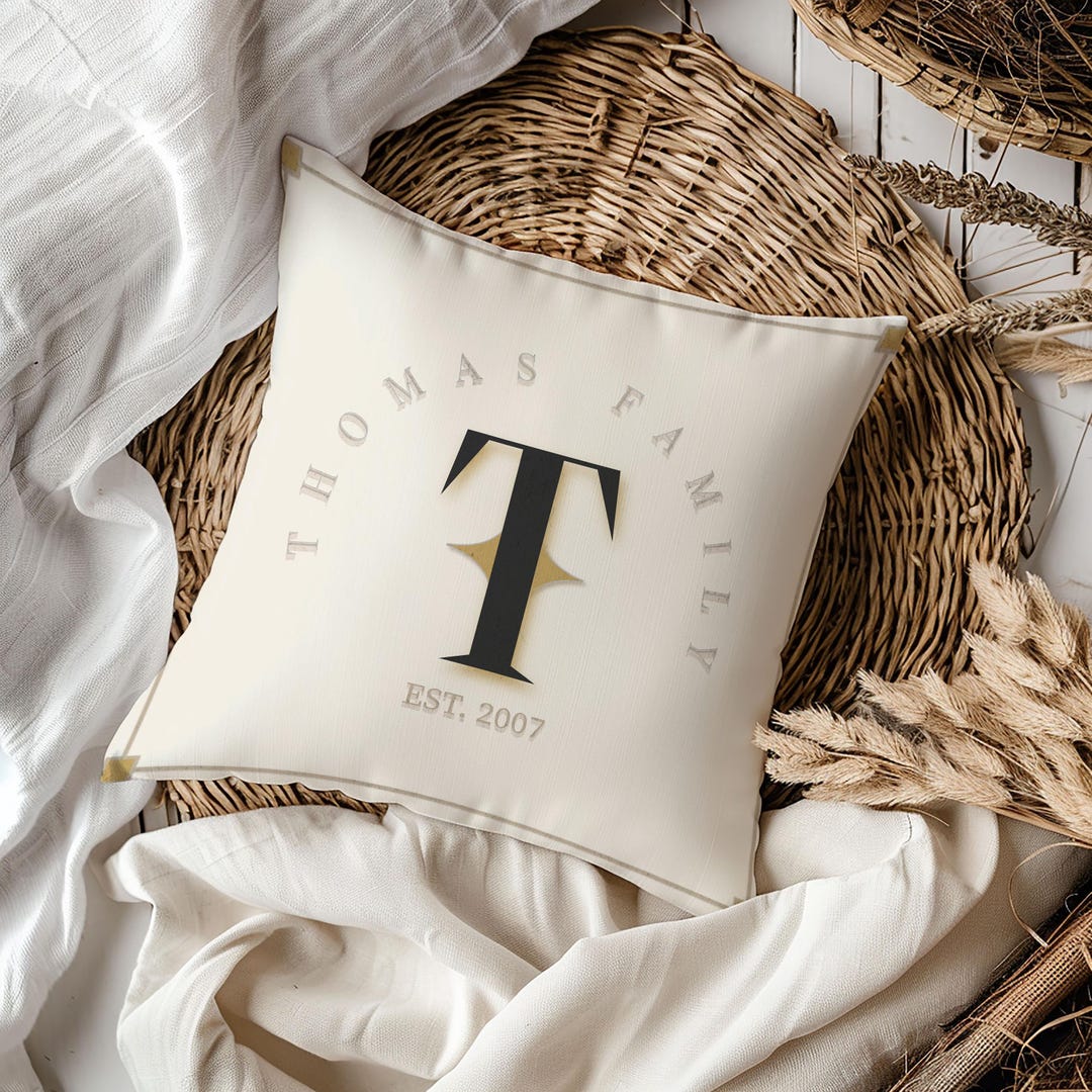 Monogram Letter T Pillow, Muted Gold Serif, Neutral Decor - Etsy