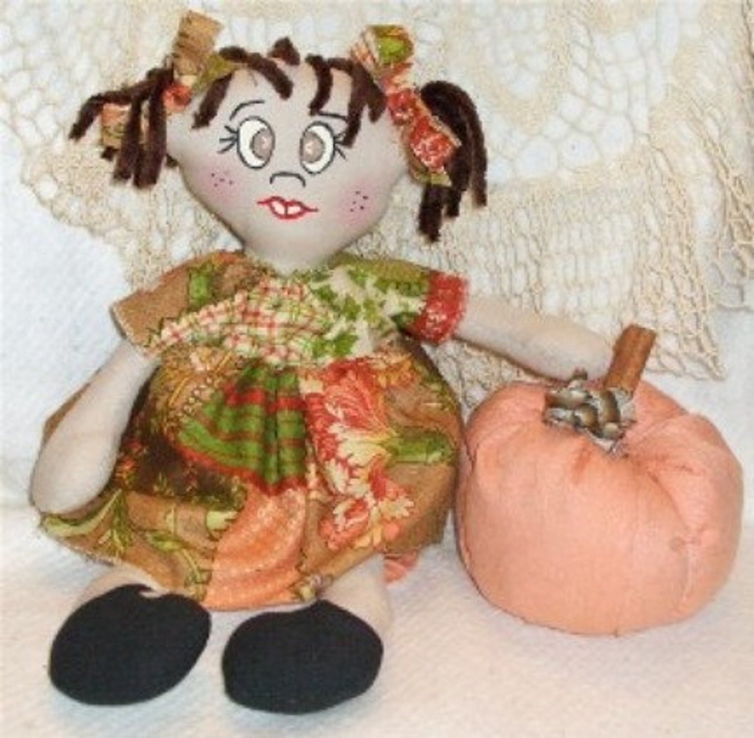 Country Primitive Fall Cloth Doll Pumpkin Epattern Instant Download - Etsy