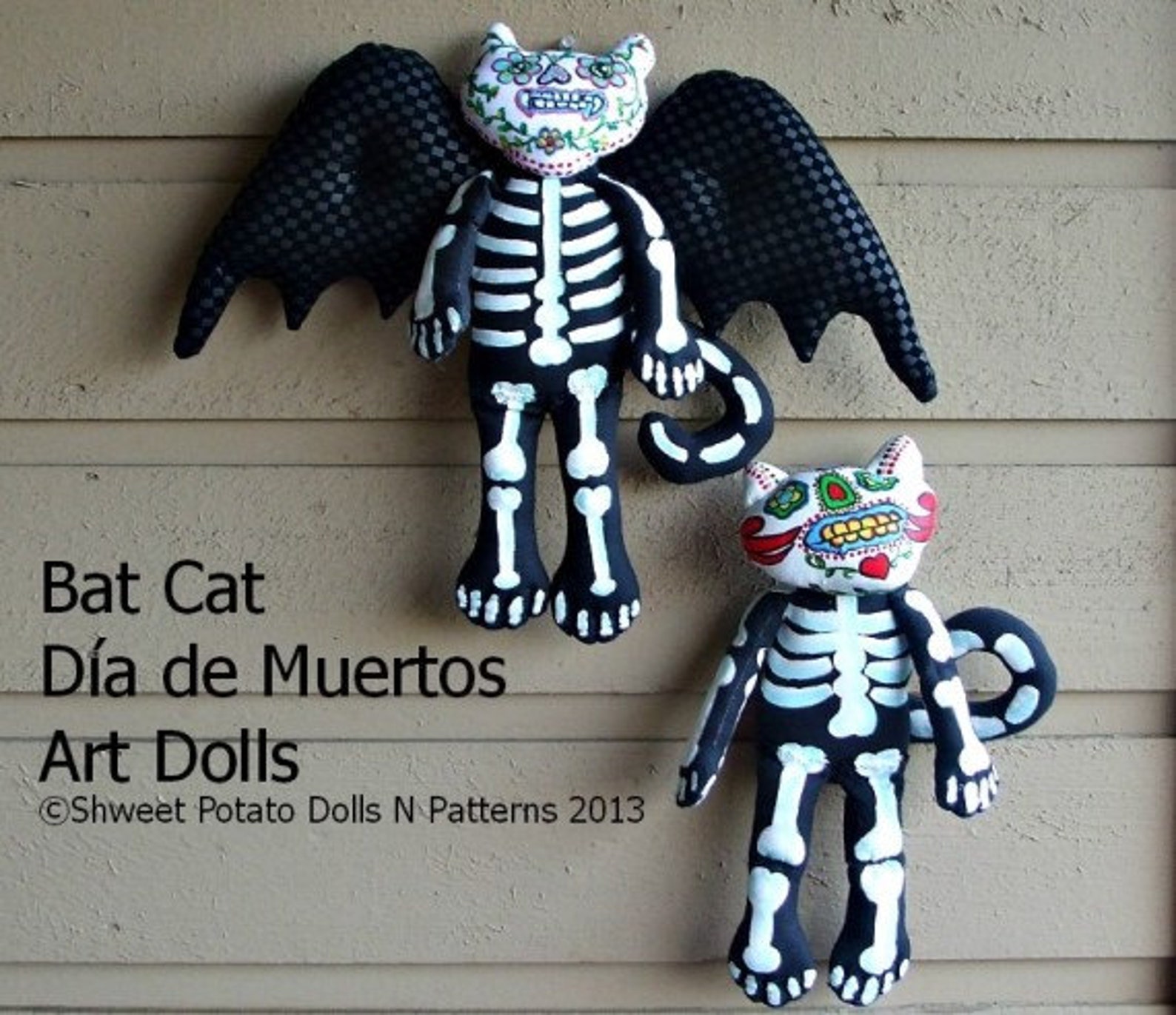 Day of the Dead Vampire Bat Cat Art Doll E Pattern Día De Muertos - Etsy