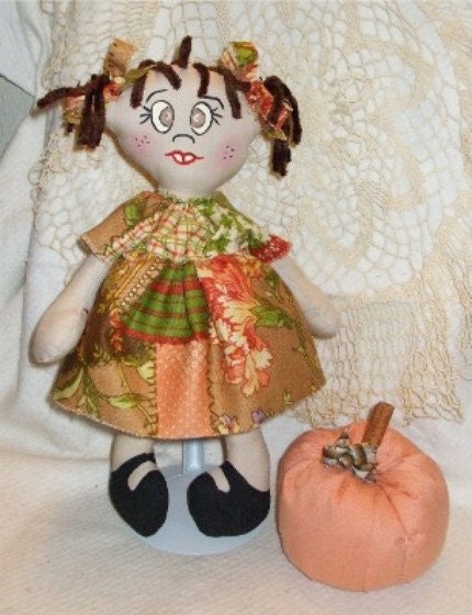 Country Primitive Fall Cloth Doll Pumpkin Epattern Instant Download - Etsy