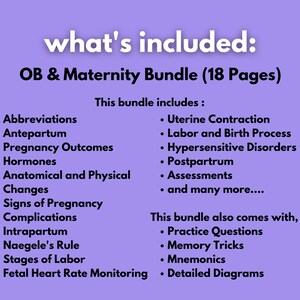 OB & Maternity Bundle | 18 Pages | Nursing School | NCLEX Notes ...