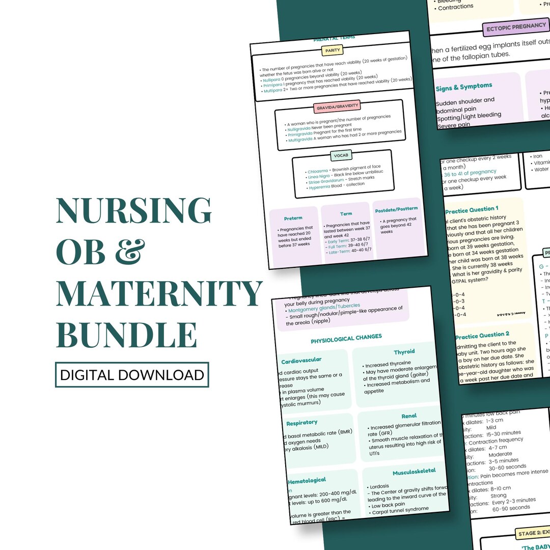 Nursing OB & Maternity Bundle | Nursing Notes | Instant Download - Etsy