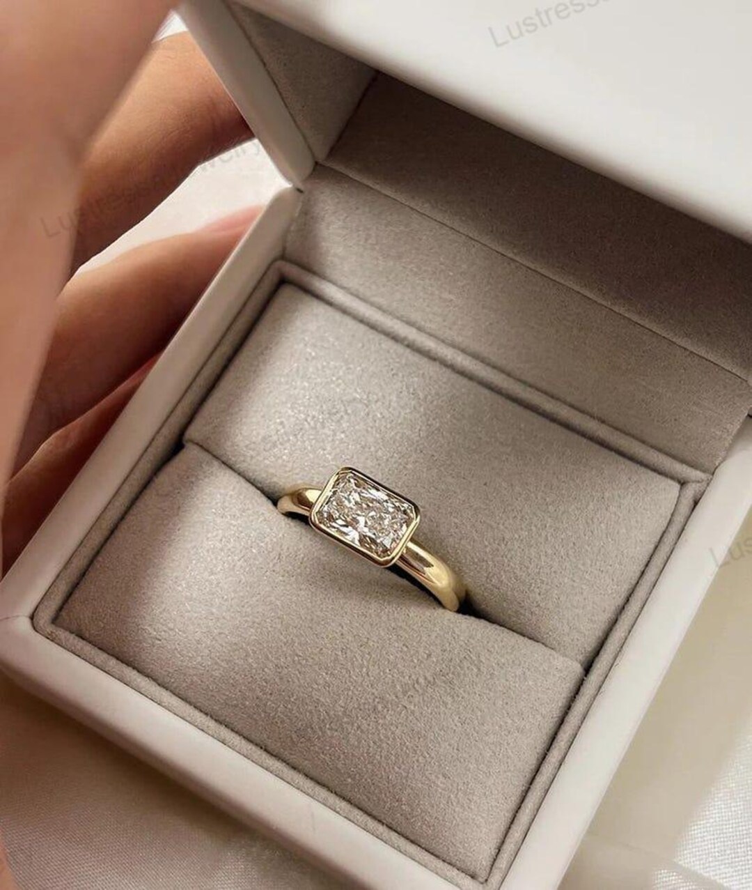 Bezel Set Radiant Cut Moissanite Ring, Minimalist Gold Promise Ring - Etsy