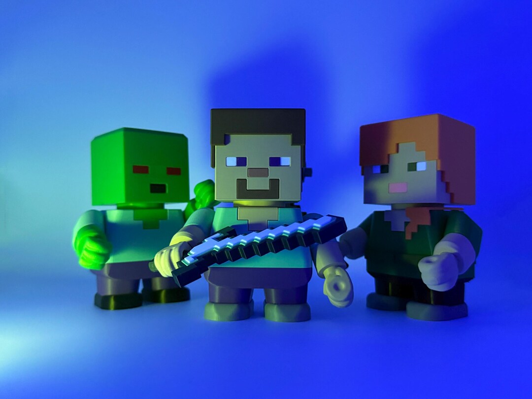 Minecraft Inspired Steve, Alex, Zombie Chunkables Characters (3D ...