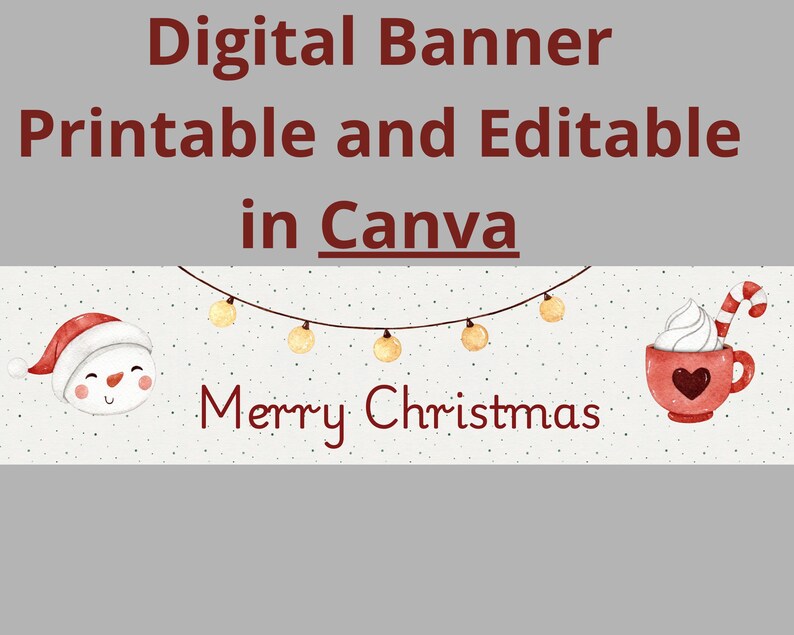 Editable Christmas Banner – Holiday Party Decor, Text Template (digital ...