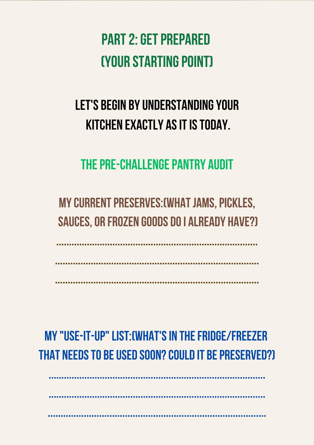 Seasonal Food Preservation Calendar | Fillable Pantry Inventory ...