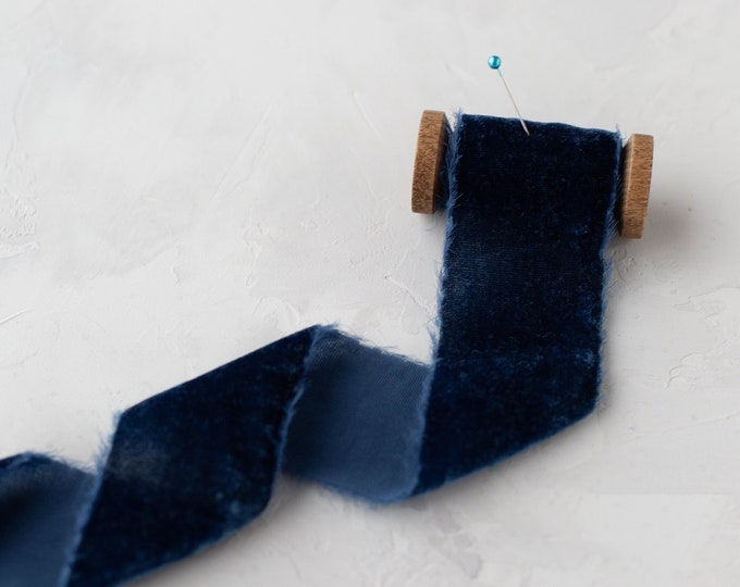 Deep Royal Blue Frayed Edge Velvet Ribbon • 2" (3 Yards) - Etsy