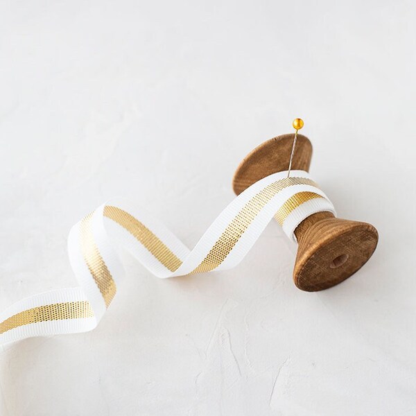 Gold and White Striped Ribbon - Etsy