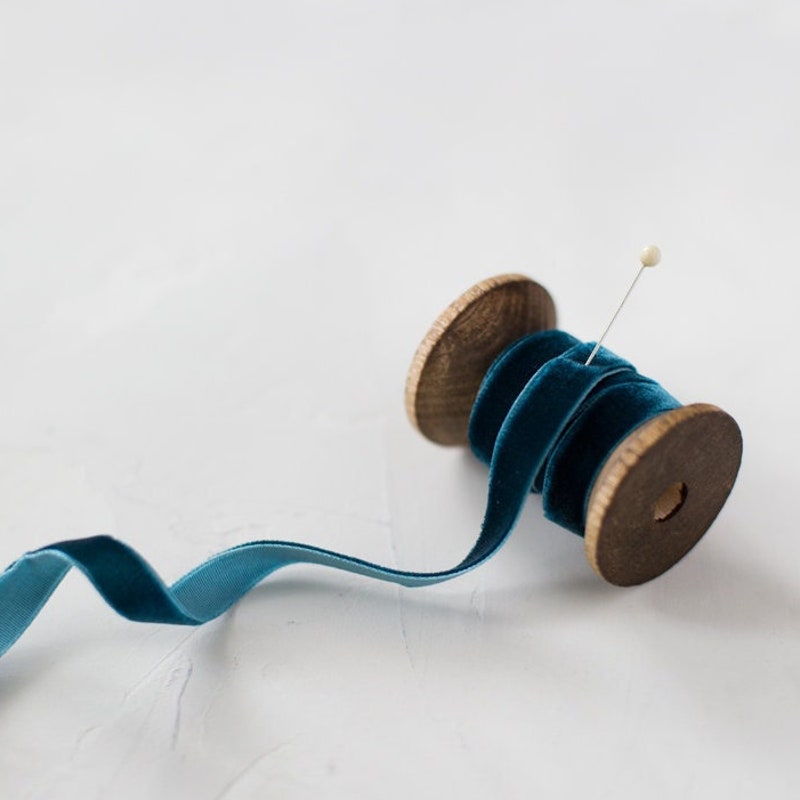 4 Teal Velvet Ribbon - Etsy