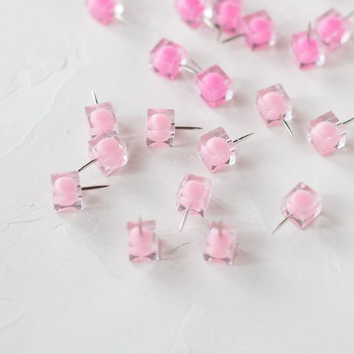 Clear Pink Square Acrylic Push Pins Soft Pink / Bright Pink - Etsy