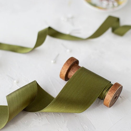 Olive Green Silk Satin Ribbon - Etsy