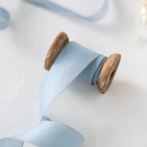 Blue Gray Mist Bias-cut Hand-dyed Silk Charmeuse Ribbon - Etsy