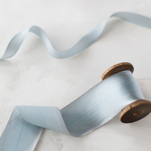 Blue Gray Mist Bias-cut Hand-dyed Silk Charmeuse Ribbon - Etsy