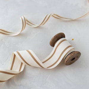 Antique Gold Natural Double Stripe Cotton Blend Ribbon | Etsy