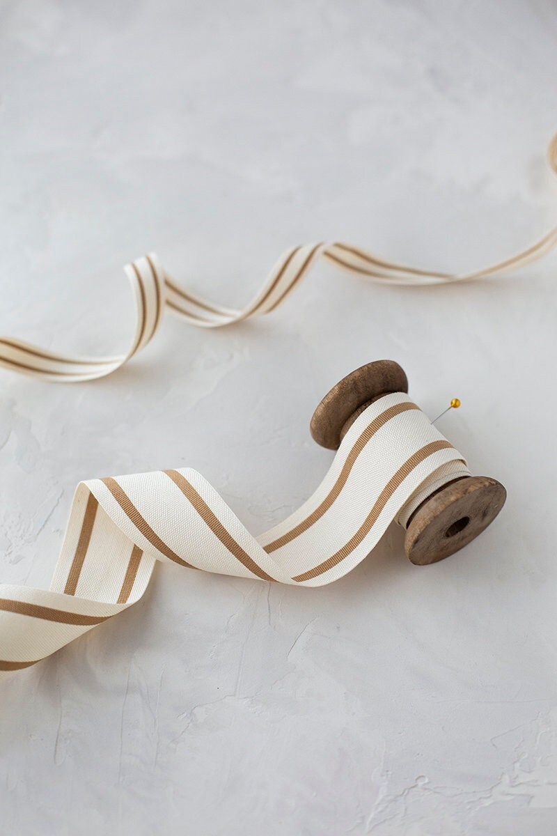 Antique Gold Natural Double Stripe Cotton Blend Ribbon - Etsy