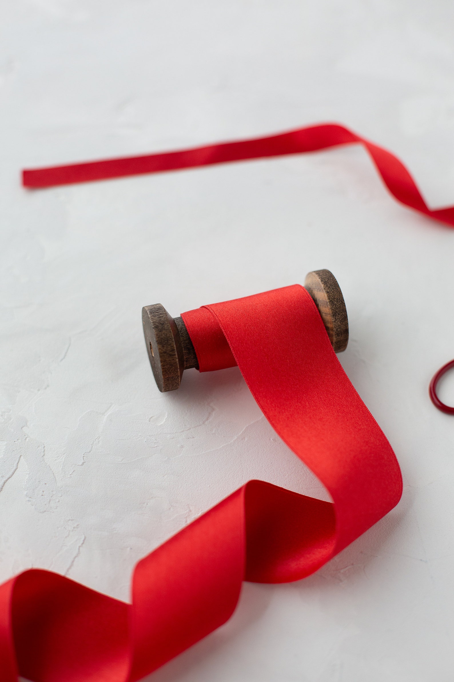 Bright Red Silk Satin Ribbon: Double-faced, Woven Edge • 1/8" • 1/4 ...