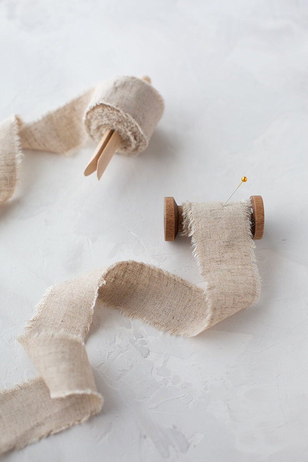 Natural Hand-dyed Linen-cotton Blend Frayed Ribbon 1.5 - Etsy