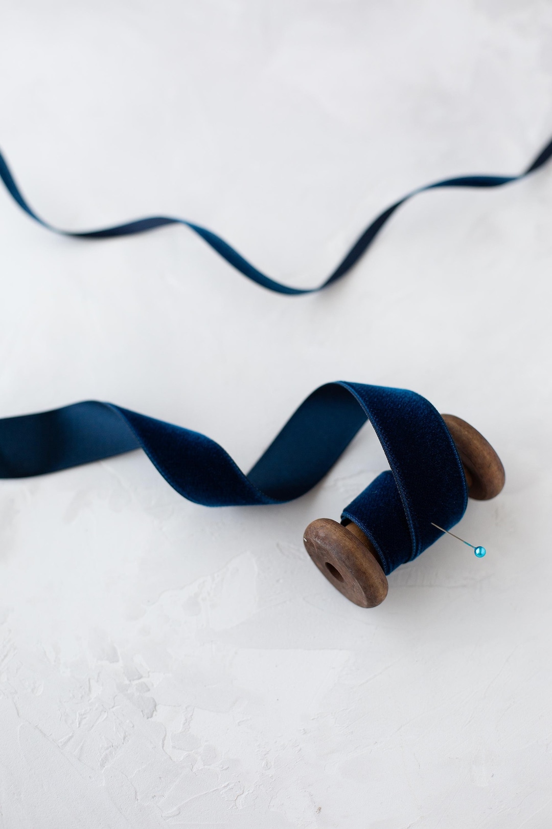 Marine Blue Rayon Velvet Satin Ribbon: Japanese • 1/4